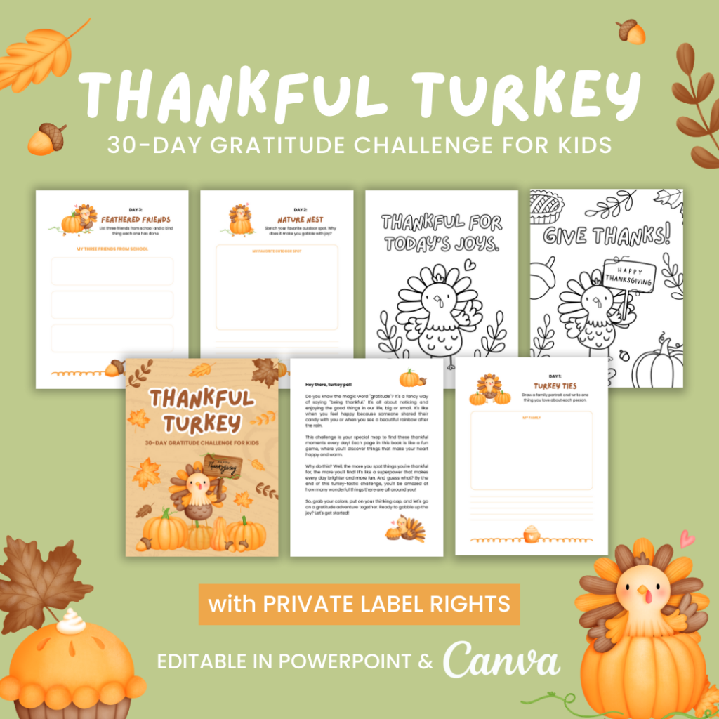 Gratitude Challenge for Kids | Thankful Turkey - The Little Raindrops Club