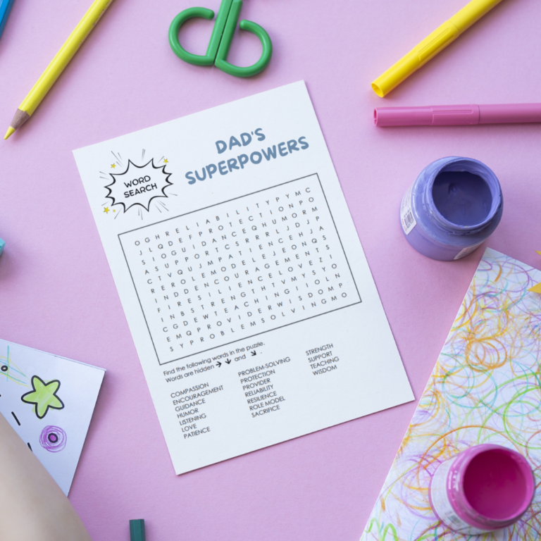 FREE Father's Day Cards and Word Search - The Little Raindrops Club