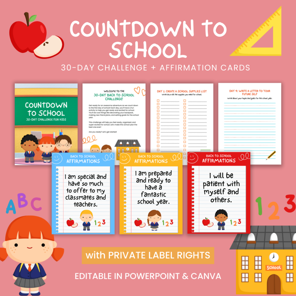 Countdown to School Challenge and Affirmation Cards - The Little ...