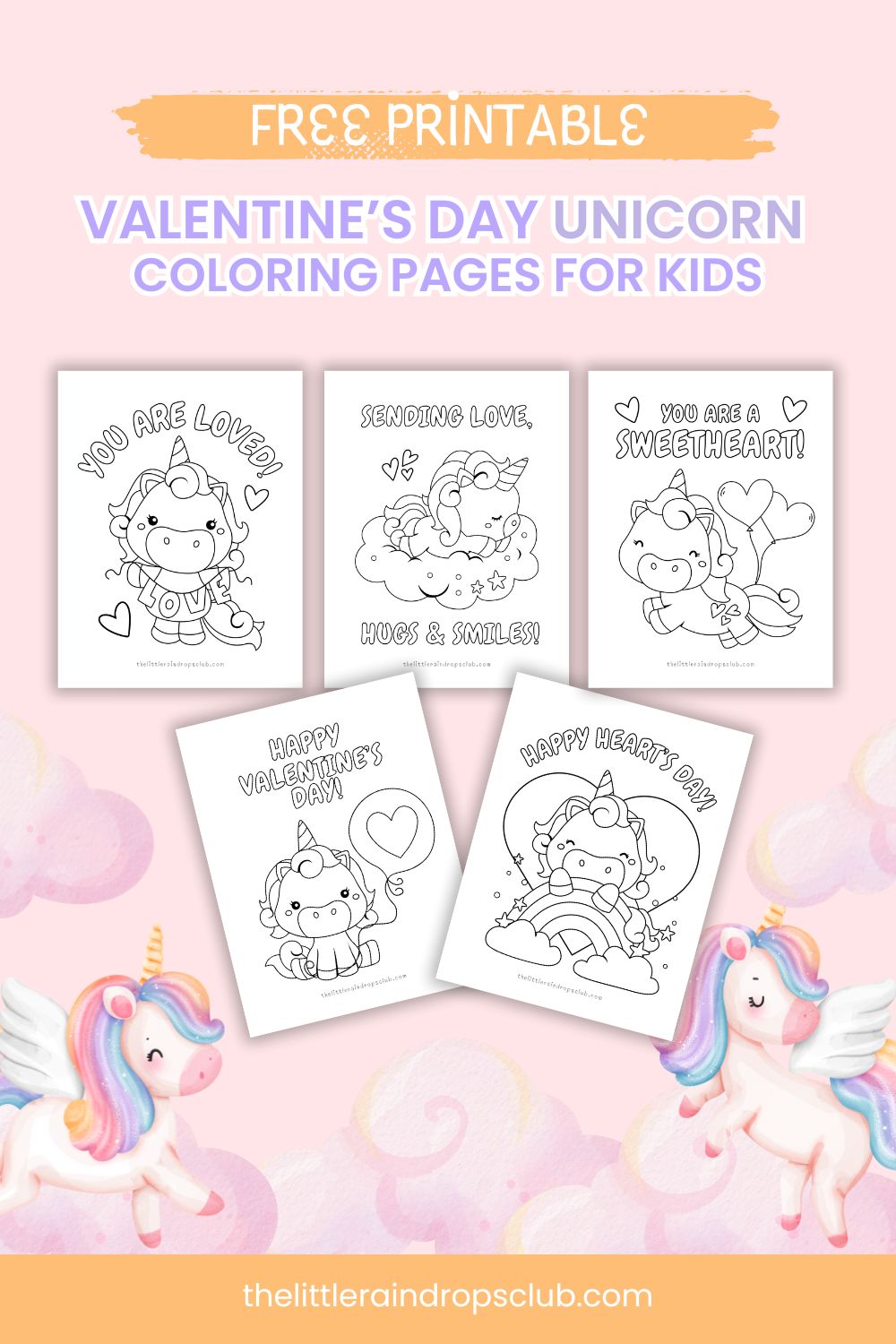 FREE Valentine's Day Unicorn Coloring Pages - The Little Raindrops Club